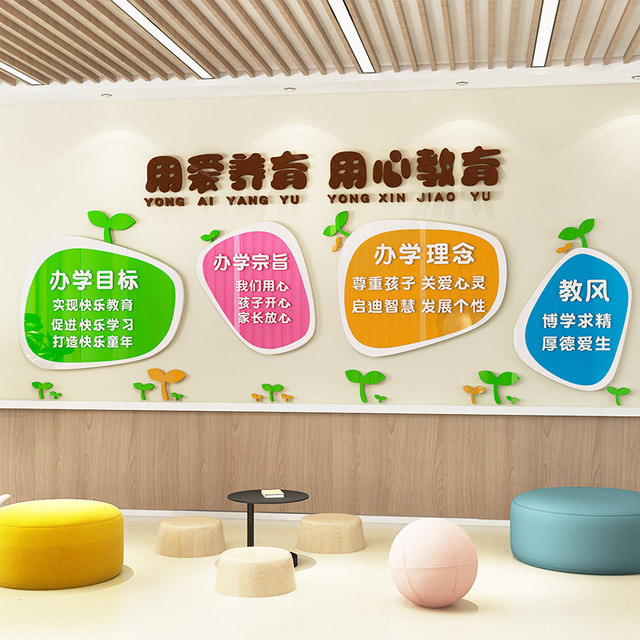 Kindergarten concept wall, day care class, educational institution ...
