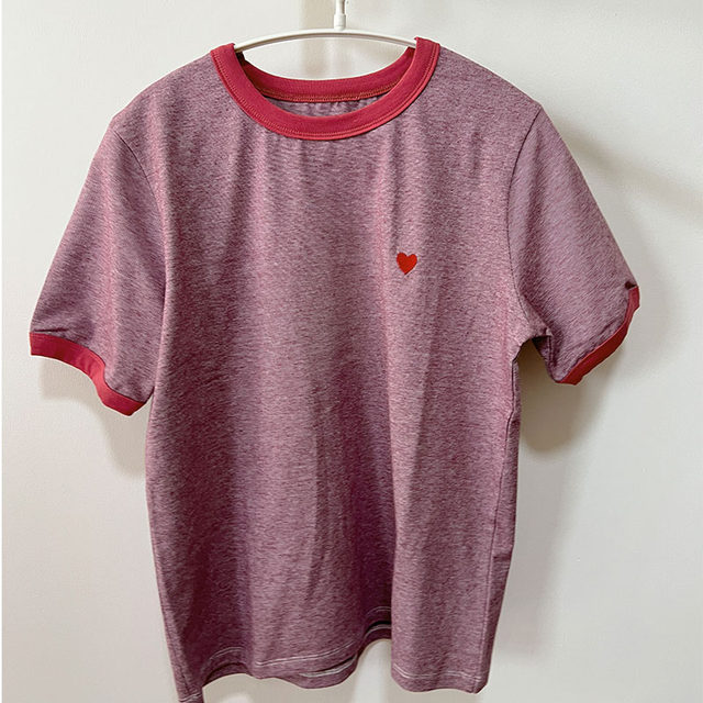 Spot 23 summer French niche retro literary round neck love embroidered ...