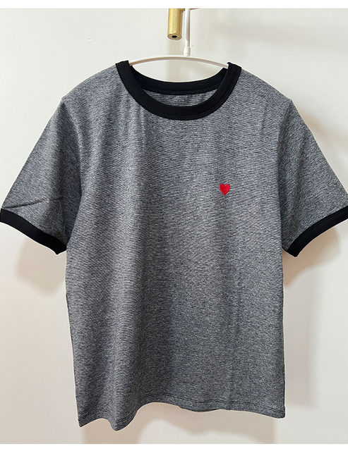 Spot 23 summer French niche retro literary round neck love embroidered ...