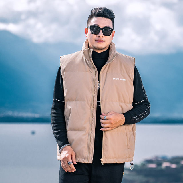 GxxH large size men's 2023 winter new down cotton vest men's thickened warm vest vest jacket