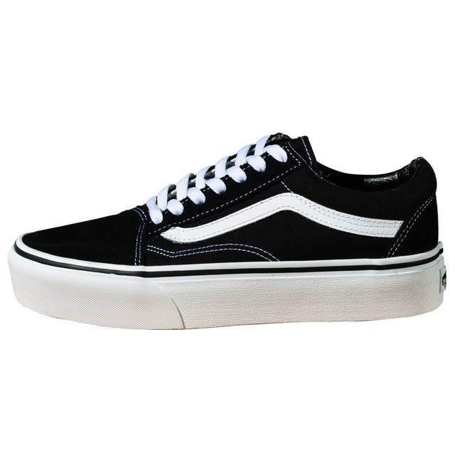 VANS oldskool thick-soled low-top classic black and white platform ...