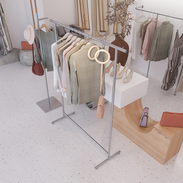 Clothing store hanger stainless steel silver Nakajima floor-standing ...