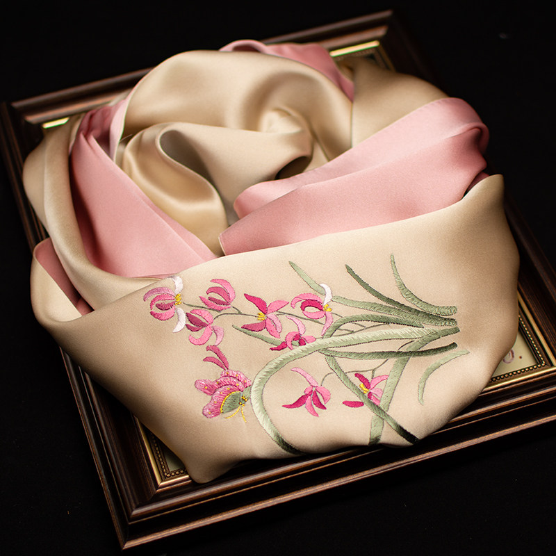 Suzhou embroidered silk scarf mulberry silk embroidered scarf spring ...