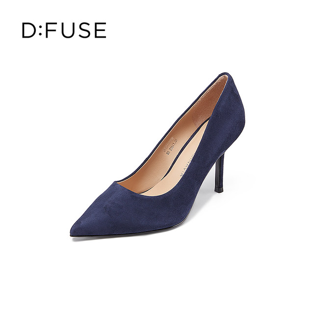 DFuse suede stiletto super high heels women's pointy toe simple shallow ...