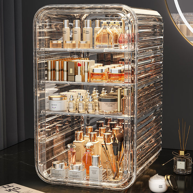 Cosmetics storage box, large capacity, light luxury dust box, dressing ...