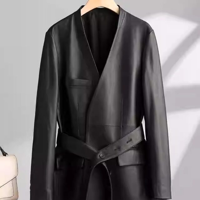 Haining Leather Women's Middle Long Waist -Waistless Belt Belt Suit ...