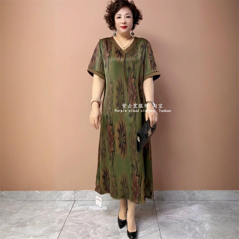 Middle-aged mother's summer short-sleeved pattern, Chinese style, broad ...