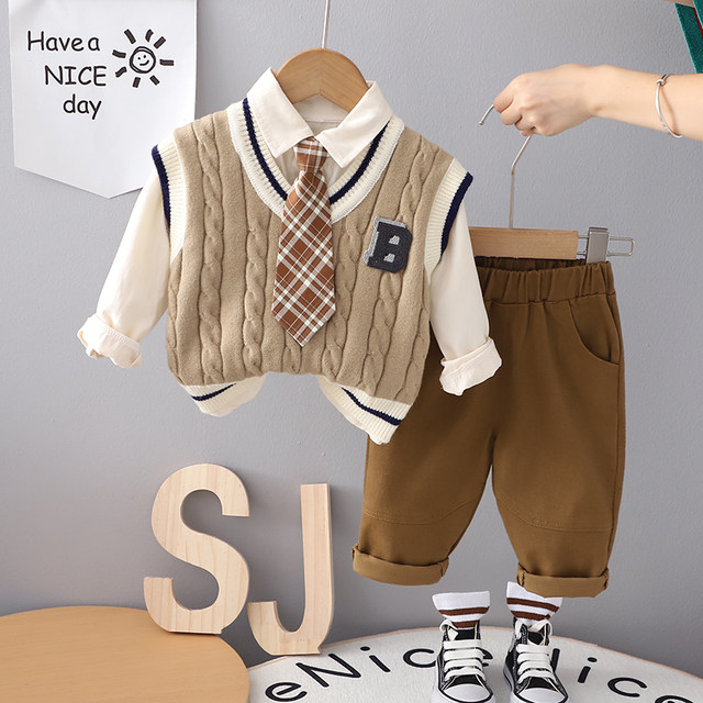 Boys' Autumn Clothes Set 2024 New Baby Spring and Autumn Children's ...