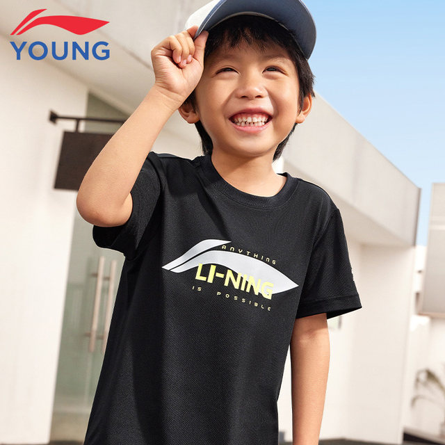 Li Ning children's clothing children's short-sleeved T-shirts for men ...