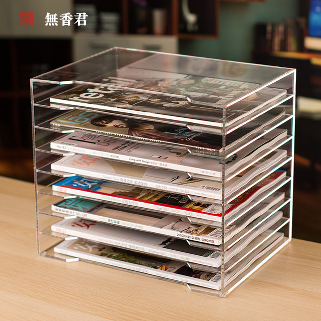 Office Transparent Acrylic Desktop File Rack Document Folder Storage ...