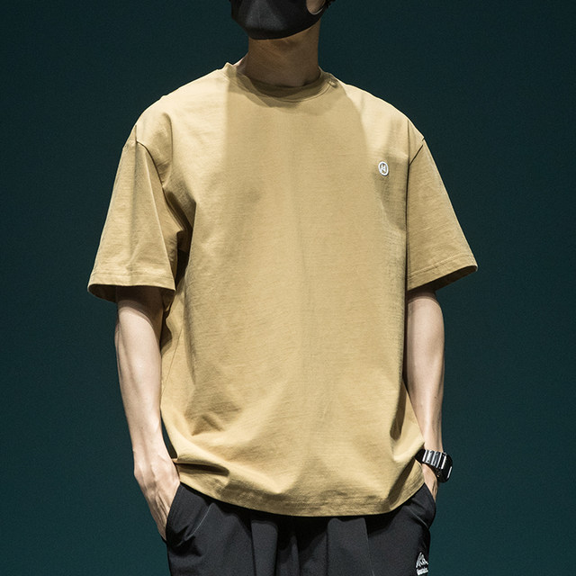 Summer basic 260g heavyweight short-sleeved T-shirt men's trendy brand ins loose Japanese large ...