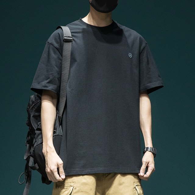 Summer basic 260g heavyweight short-sleeved T-shirt men's trendy brand ins loose Japanese large ...