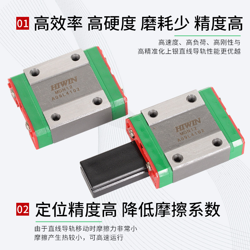 Rail et Coulisseau de Guidage Linéaire Hiwin - Série MGN/MGW