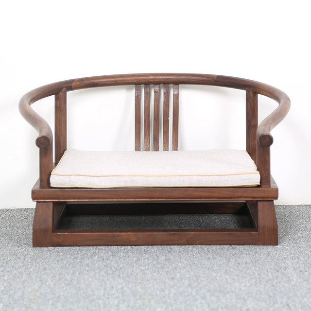 Zheyutang black walnut tatami back chair old elm short Zen chair ash ...