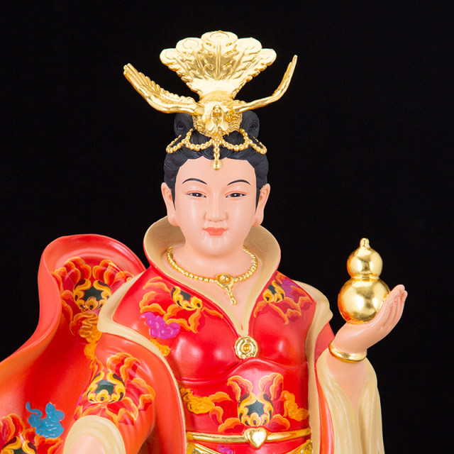 Nine Heavens Mysterious Goddess Statue Pure Copper Painted Home Worship ...