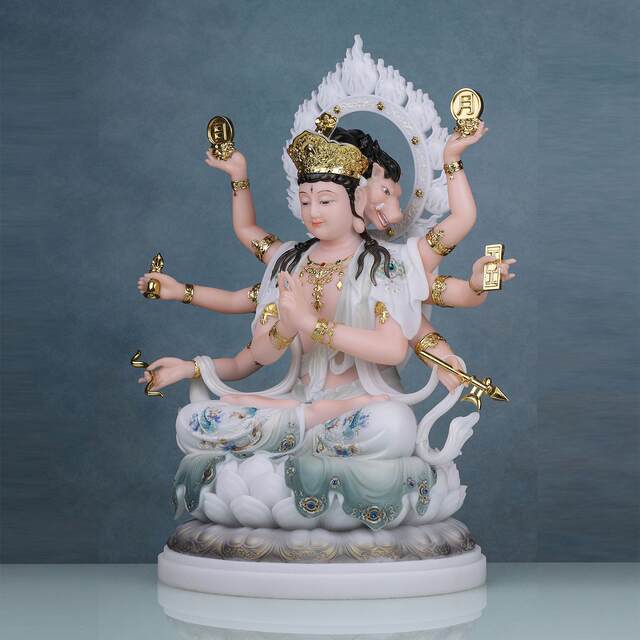 The common Han white marble Doumu Yuanjun statue is used for home ...