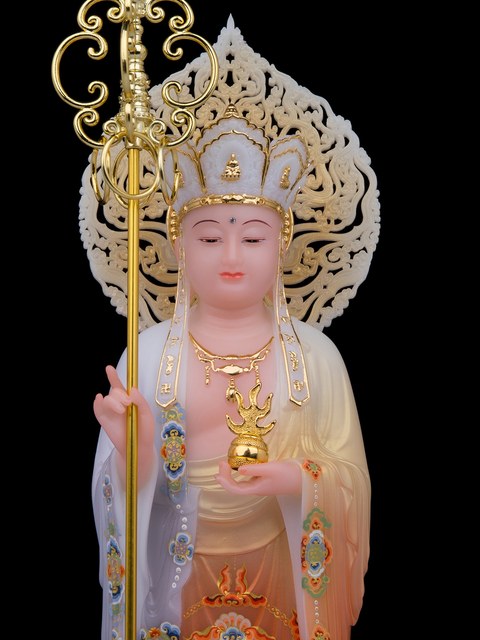 The ordinary Ksitigarbha Buddha statue white marble station Jiuhua ...