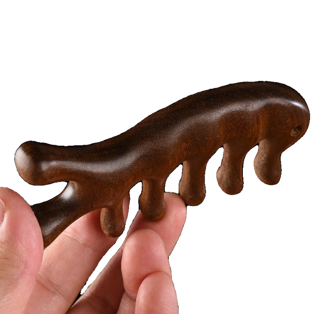 Sandalwood comb acupoint head dolphin head and neck scraping comb ...
