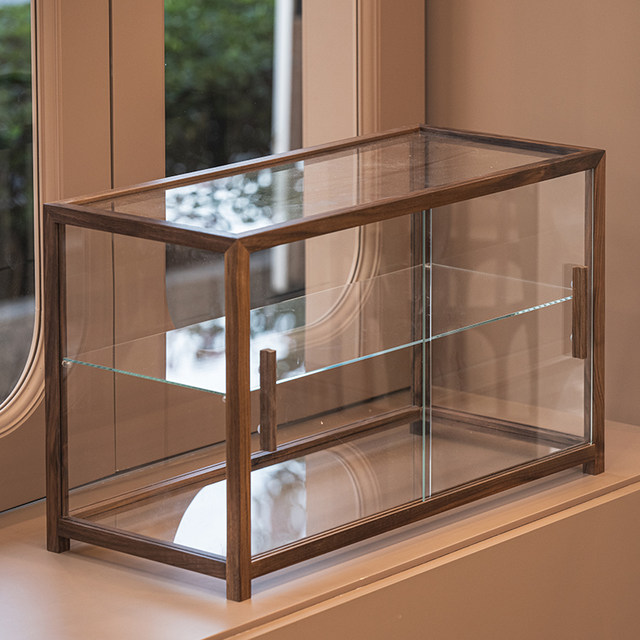 Retro black walnut solid wood glass bakery display cabinet coffee shop ...