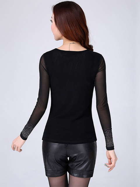 2025 spring new base shirt for women mesh outer clothes and black tops ...