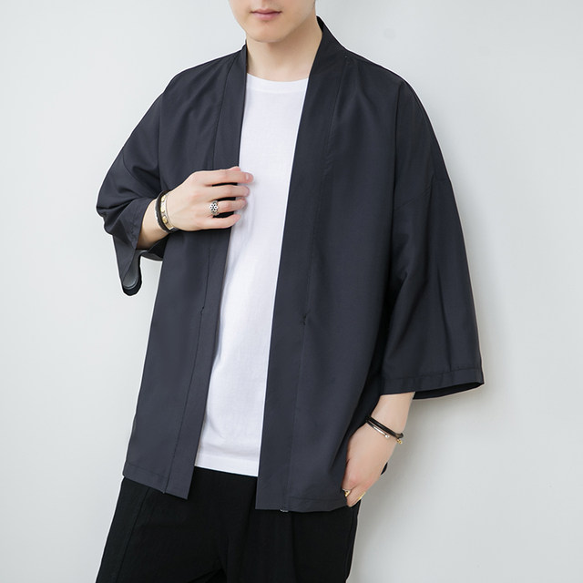 Han element solid color Chinese style summer cardigan double-breasted ...