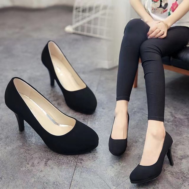 Etiquette ol high heels waterproof platform black 5cm women's stiletto ...