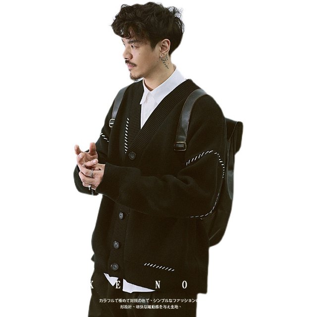 Spring and Autumn Japanese Retro Lazy Wind Cardigan Jacket Men's Loose ...