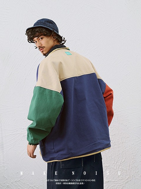 Yuppie noise-making trendy brand jacket men's color-blocking Japanese ...