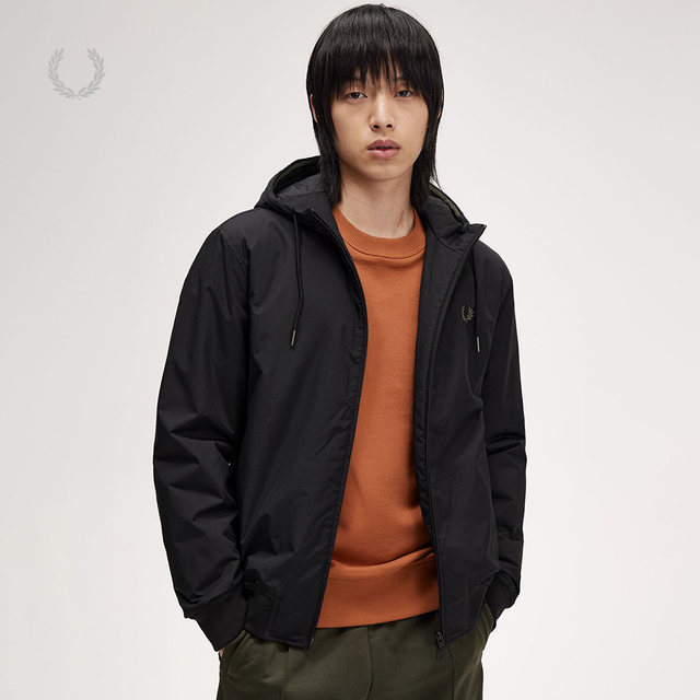 FREDPERRY Men's Casual Jacket 2024 Winter Business Hooded Drawstring Wheat Jacket Trendy J8616