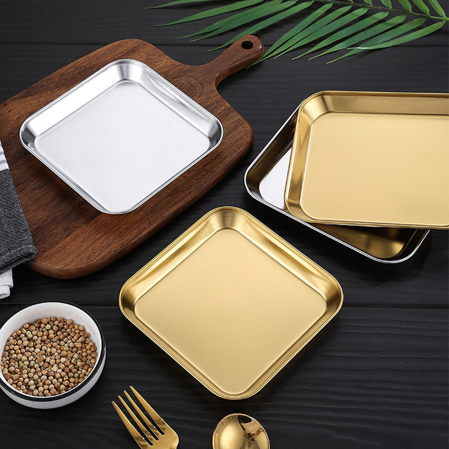 304 stainless steel rectangular plate gold buffet plate fruit disk ...