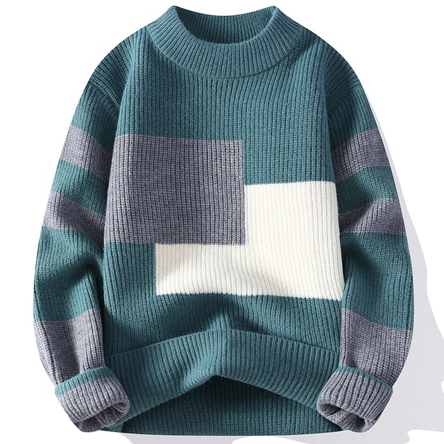 Autumn and winter sweaters for men with contrasting color sweaters ...