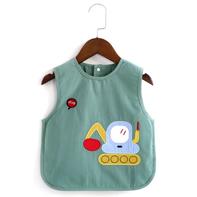 Children's Cartoon Eating Bibs Boy's Cotton Waterproof Sleeveless Cover ...