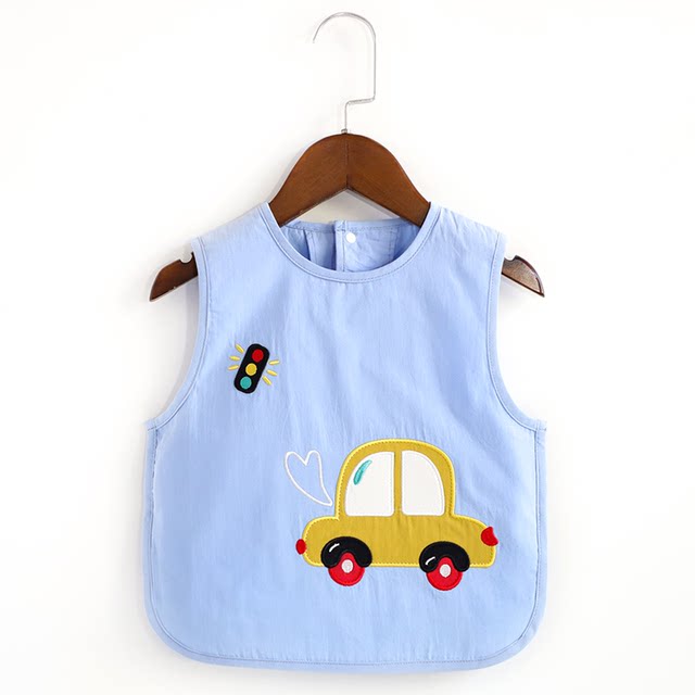 Children's Cartoon Eating Bibs Boy's Cotton Waterproof Sleeveless Cover ...