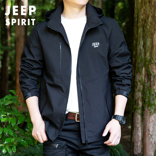 Casual men's large-size hooded jacket top men's jacket JEEP Jeep dad ...