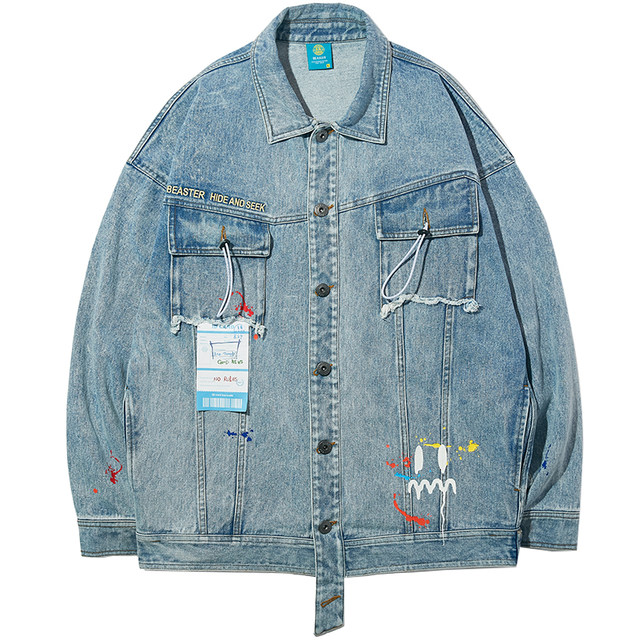 BEASTER oil painting grimace trend jacket men's autumn color splash ink ...