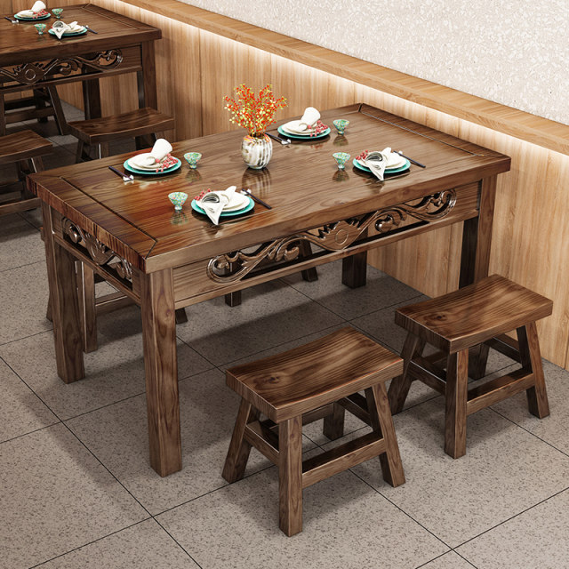 All Solid Wood Restaurant Fast Food Tables and Chairs Can Be Customized ...