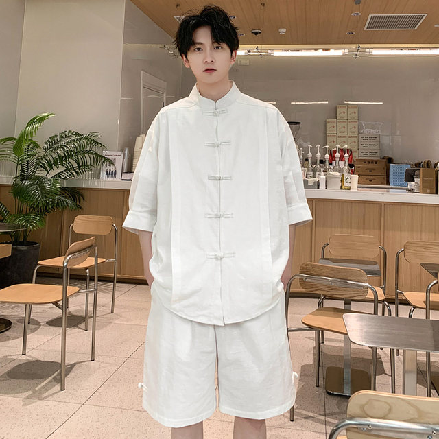 New Chinese style suit casual niche design cotton and linen 700% sleeve ...