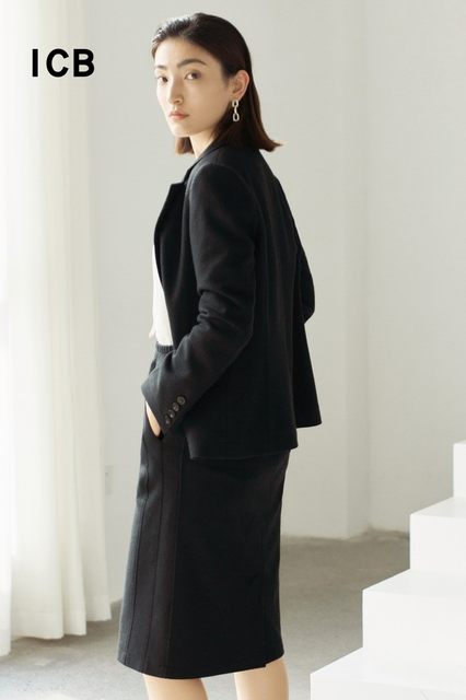 ICB Japanese autumn commuting professional straight pure wool one ...