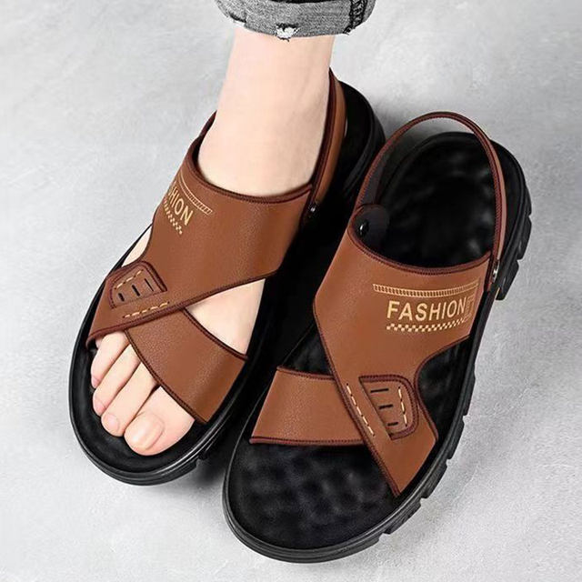 Thick-soled leather sandals for men's summer new wear-resistant non ...