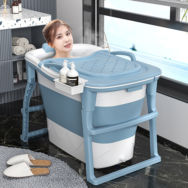 Bathing barrel adult folding bathtub household bath barrel small ...