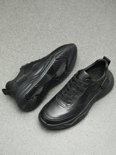 Little Black Shoes Genuine Leather Sports Shoes Men's Full Cowhide ...