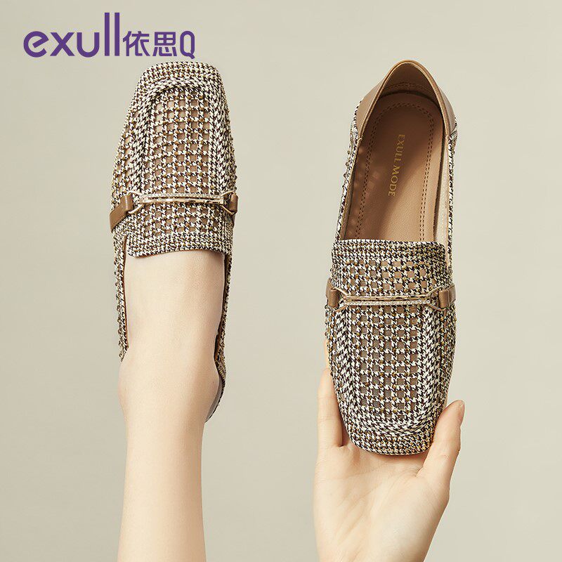 Yisi q square toe flat bottom shallow mouth single shoes for women 2025 ...
