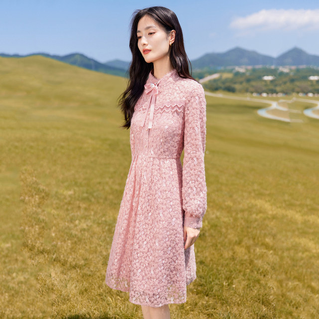 Autumn Water Yiren Sweet Lace Dress Winter High-end Skirt Slim and ...