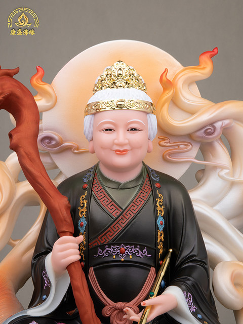 Nine-tailed fox black old lady statue white marble Northeastern black ...