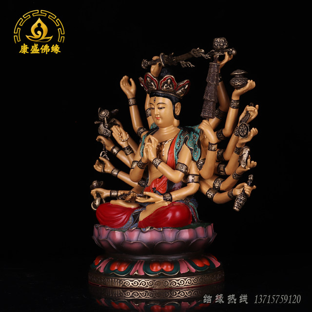 Pure copper gilt statue of Chunti Buddha mother-in-law, Tibetan Tantric ...