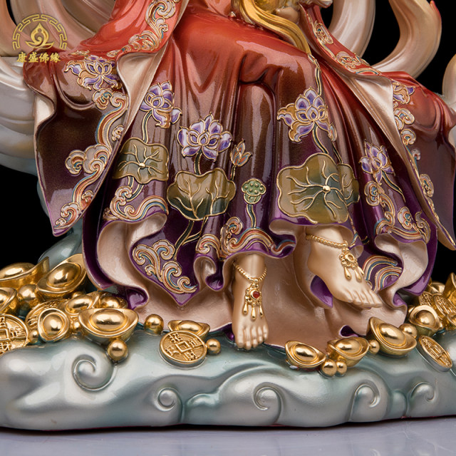 Nine-tailed goddess statue brass painted nine girls and nine sons ...