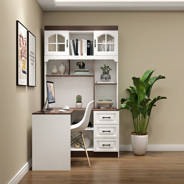 Corner Bookcase Desk One Desktop Computer Desk Wardrobe Bookshelf Study ...