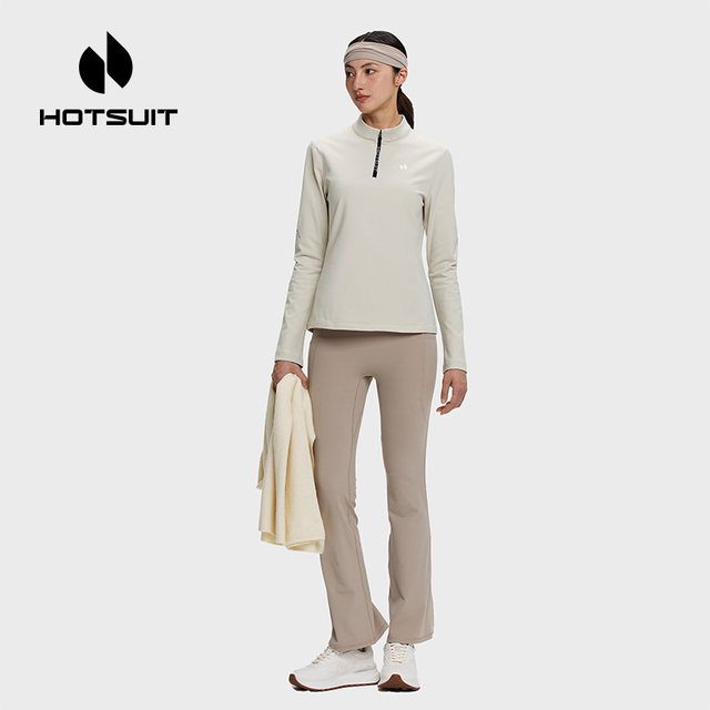 hotsuit back show long-sleeved T-shirt women's 2024 autumn and winter new sweat-absorbent ...