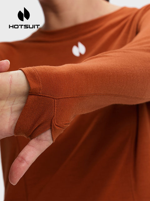 Merino wool hotsuit back show long sleeve T-shirt for women 2024 winter fitness breathable slim ...