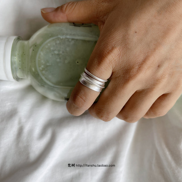 Fanshu For handmade- 925 silver design double layer and twisted open ring